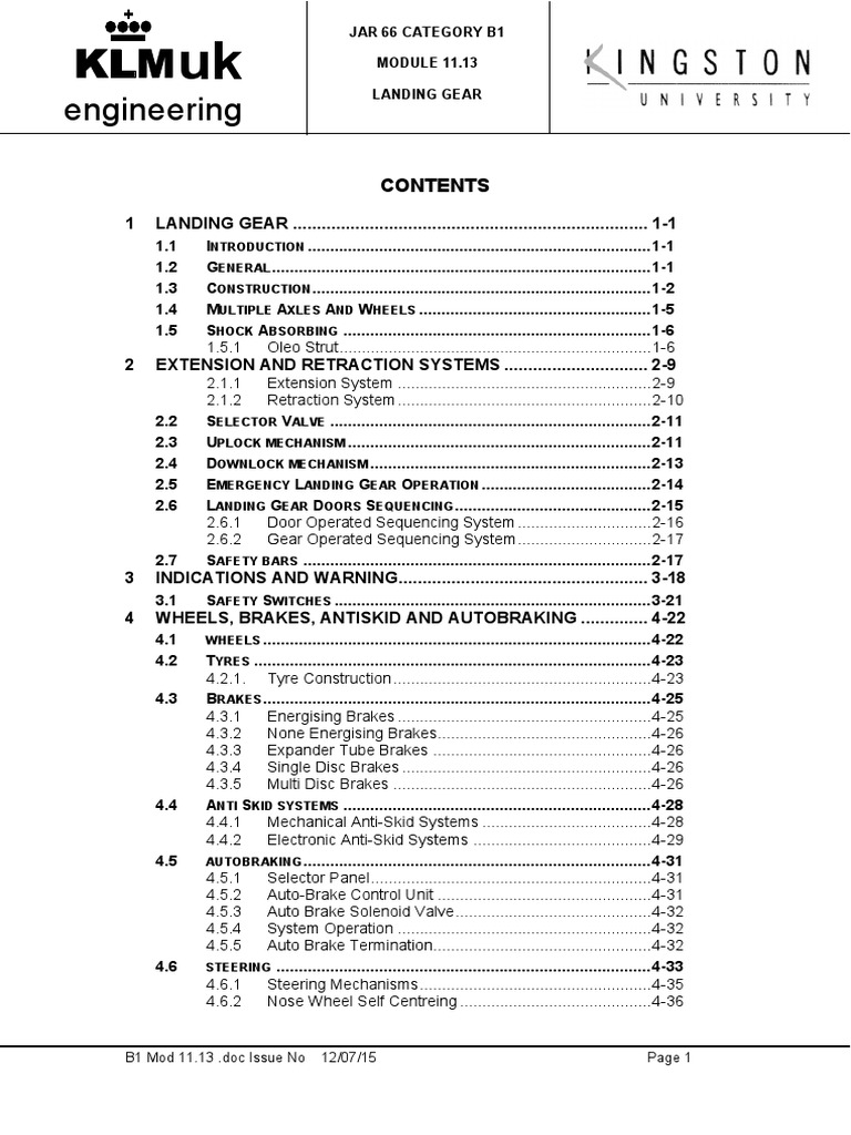Easa Part 66 Module 11 13 Landing Gear PDF | PDF | Landing Gear | Tire