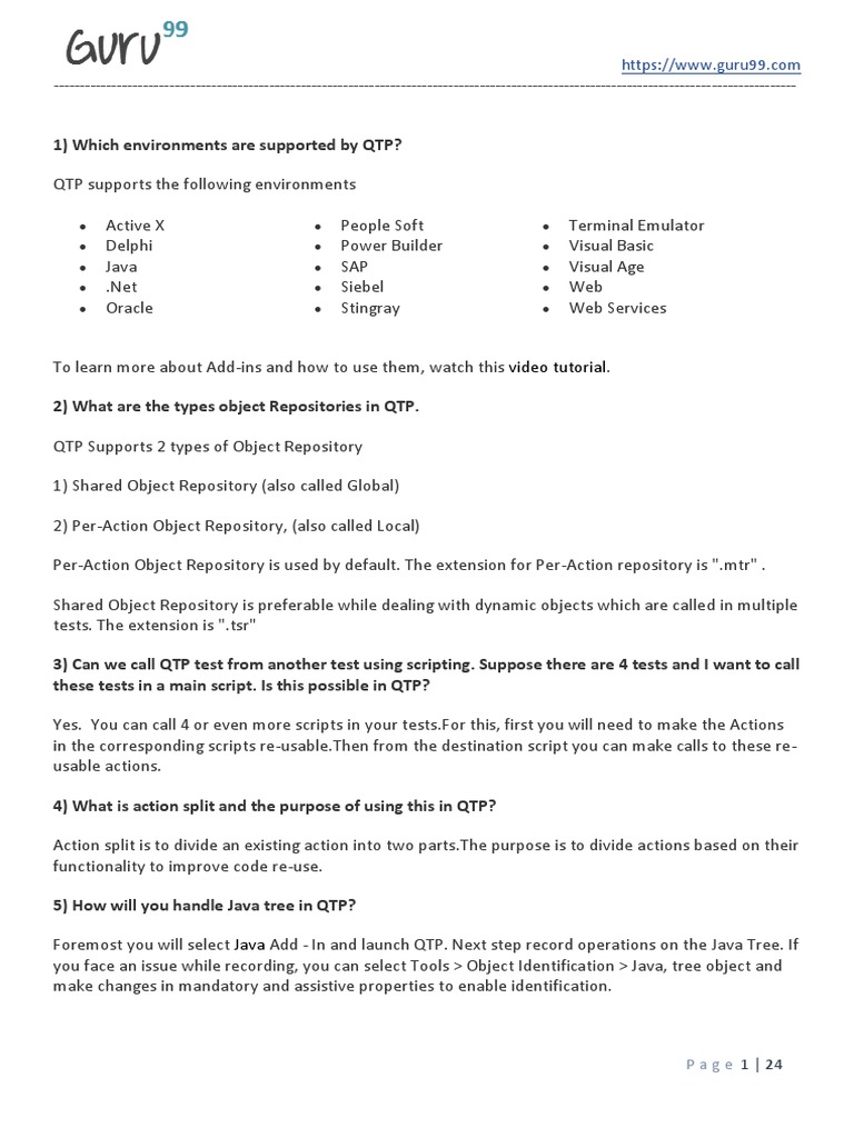 UFT Interview | PDF | Control Flow | Microsoft Excel