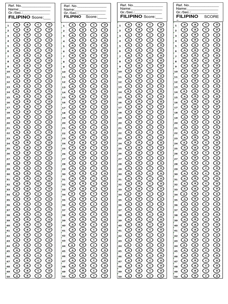 Answer Bubble Sheet Fil Pdf