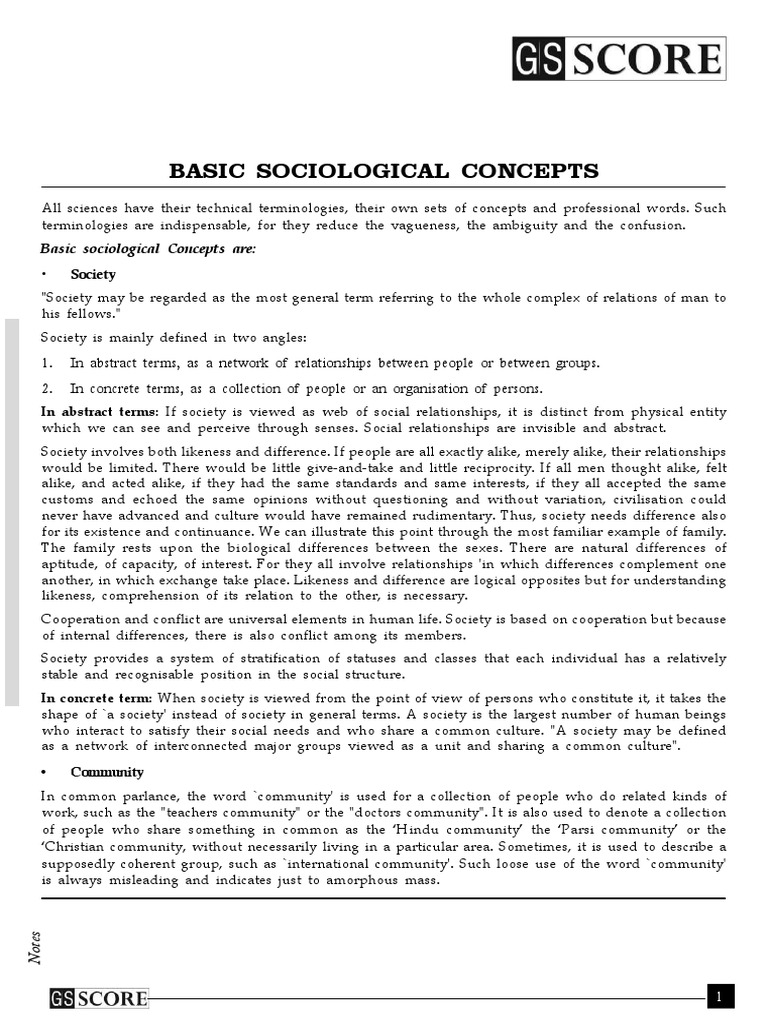 Basic Sociological Concepts Guide | PDF | Socialization | Value (Ethics)