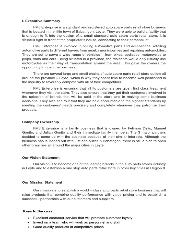 I. Executive Summary | PDF | Retail | Car