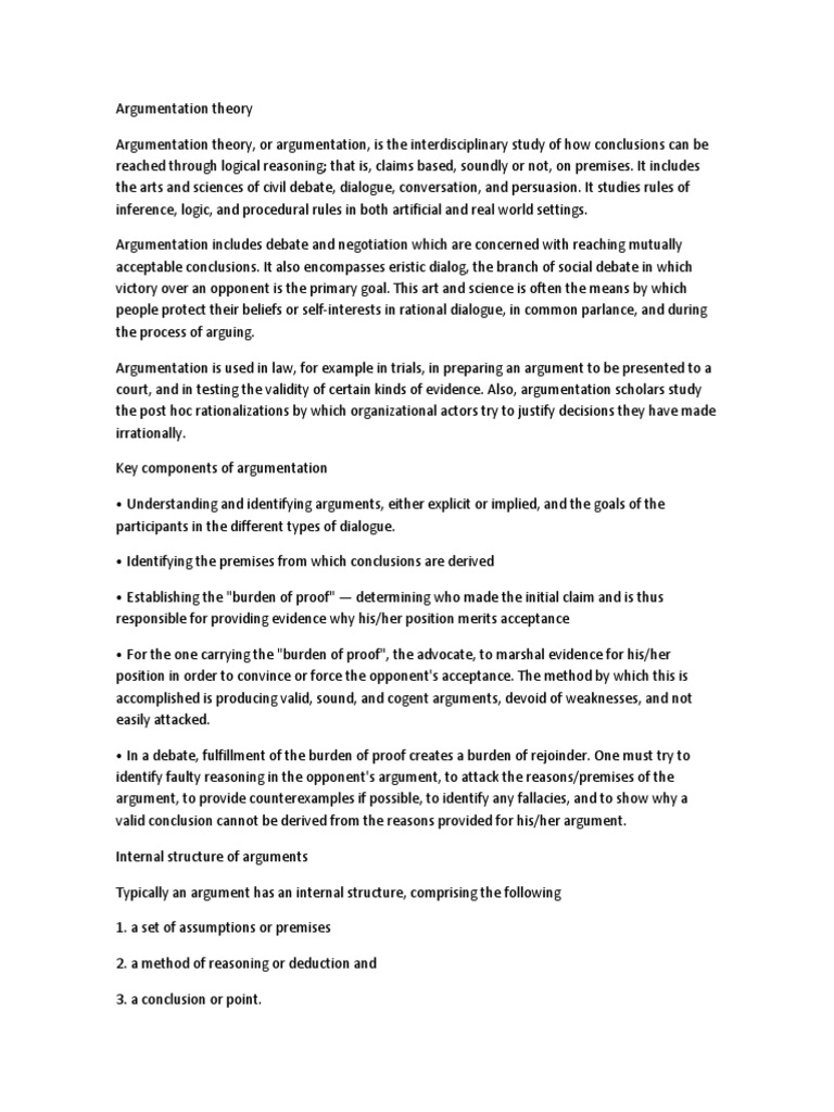 Argumentation Theory | PDF | Argument | Argumentation Theory