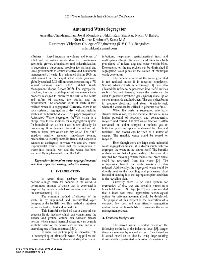 Automated Waste Segregator | PDF | Capacitor | Inductor