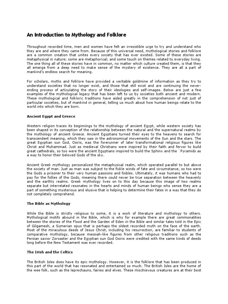 An Introduction To Mythology and Folklore | PDF | Greek Mythology ...