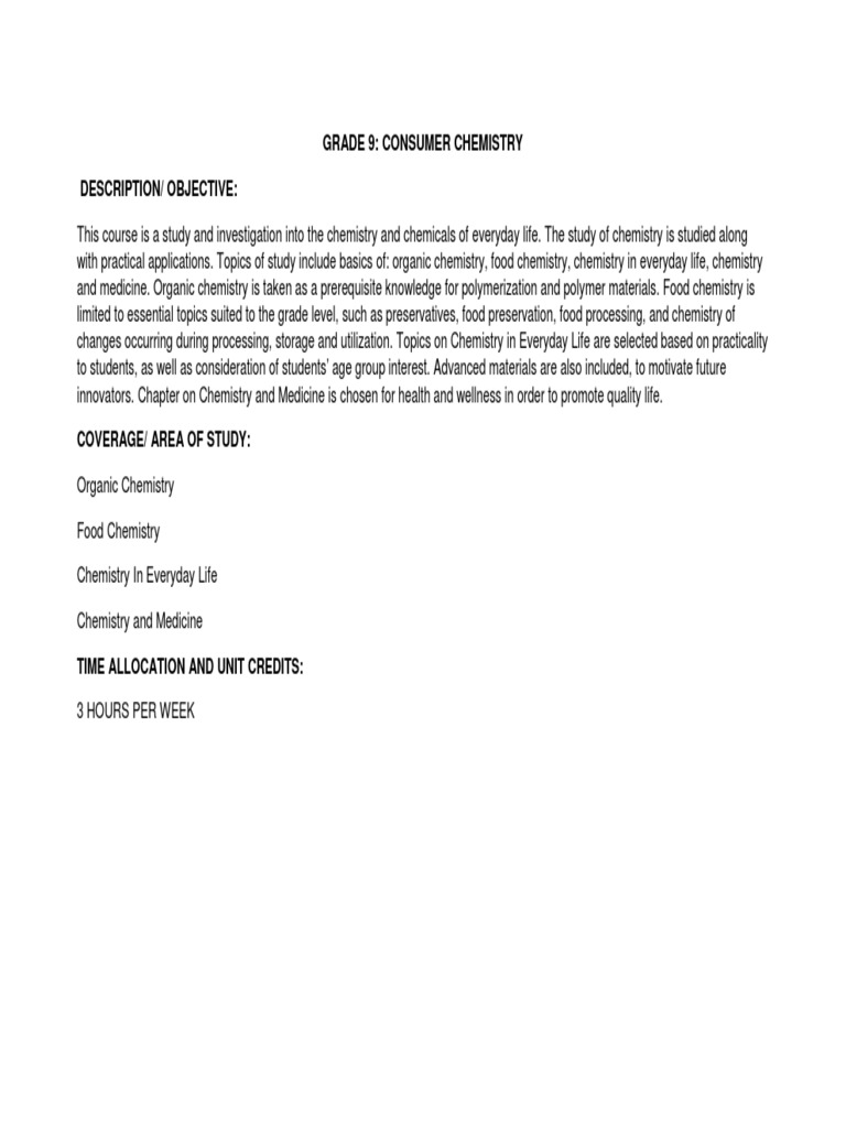 Consumer Chemistry1 | PDF | Organic Chemistry | Chemistry