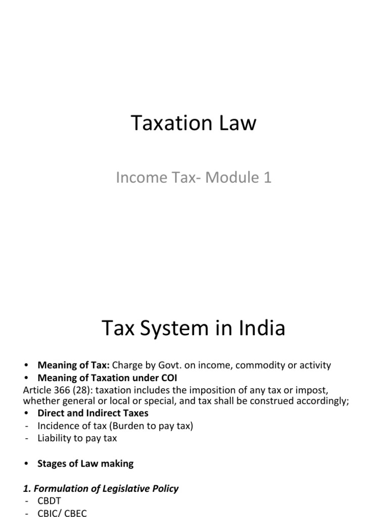 Taxation Law: Income Tax-Module 1 | PDF | Income Tax In India | Taxes