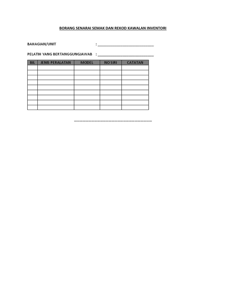 Borang Senarai Semak Dan Rekod Kawalan Inventori | PDF