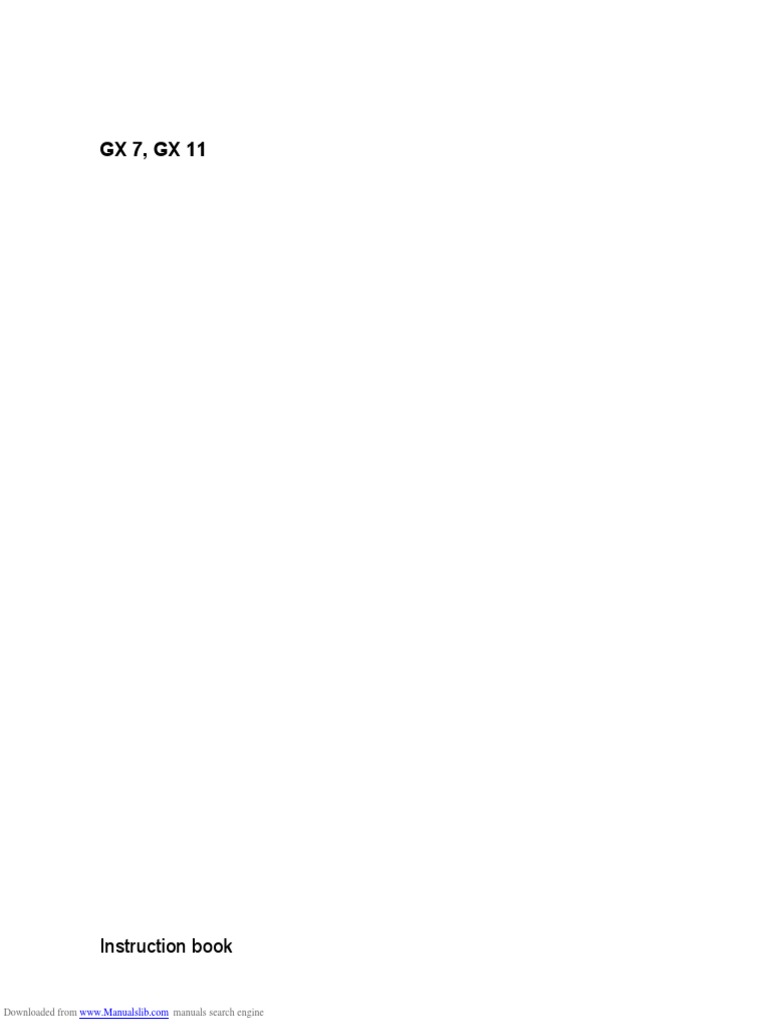 GX 7, GX 11: Instruction Book | PDF | Valve | Switch