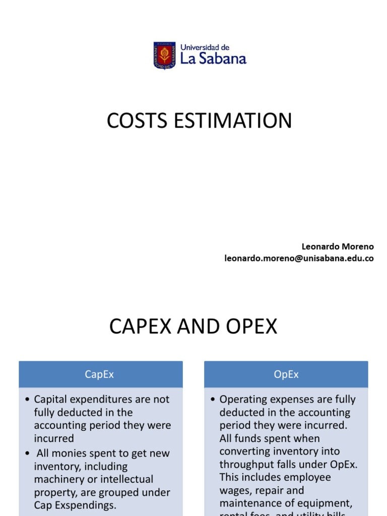 CapEx and OpEx Cost Estimation Guide | PDF | Capital Expenditure ...