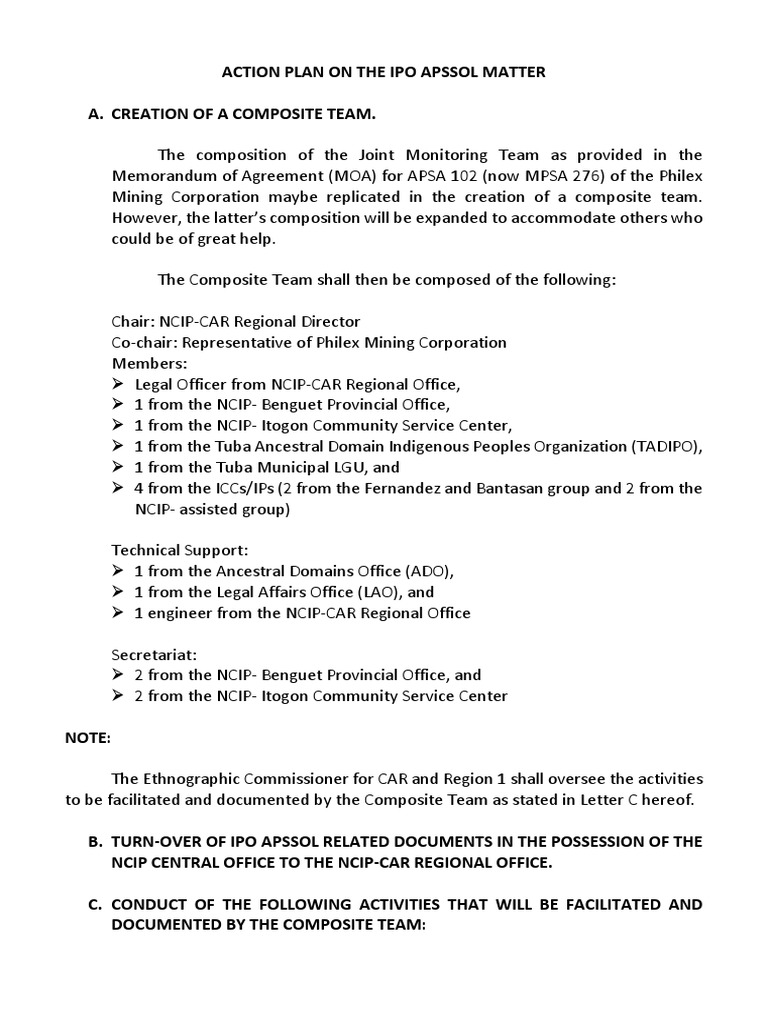 IPO APSSOL Action Plan Overview | PDF | Social Institutions | Social ...