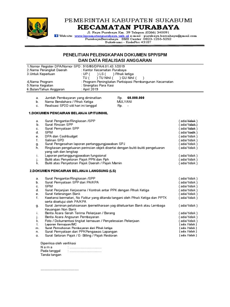 Ceklis Kelengkapan SPP | PDF