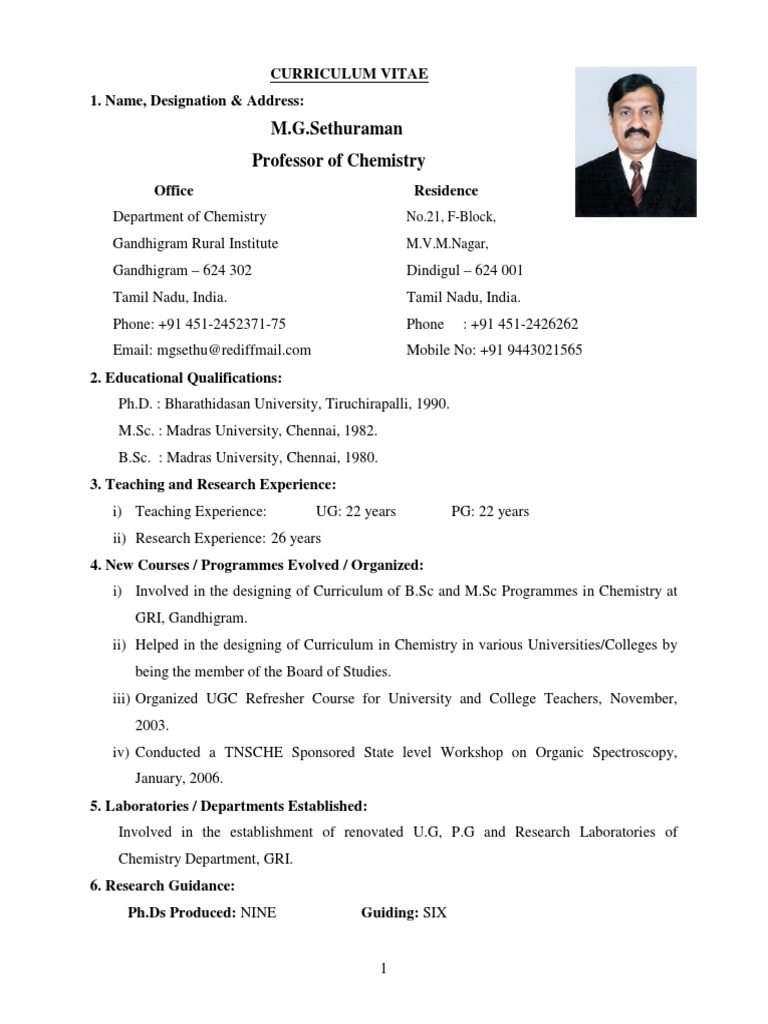 M.G.Sethuraman Professor of Chemistry: No.21, F-Block, M.V.M.Nagar ...