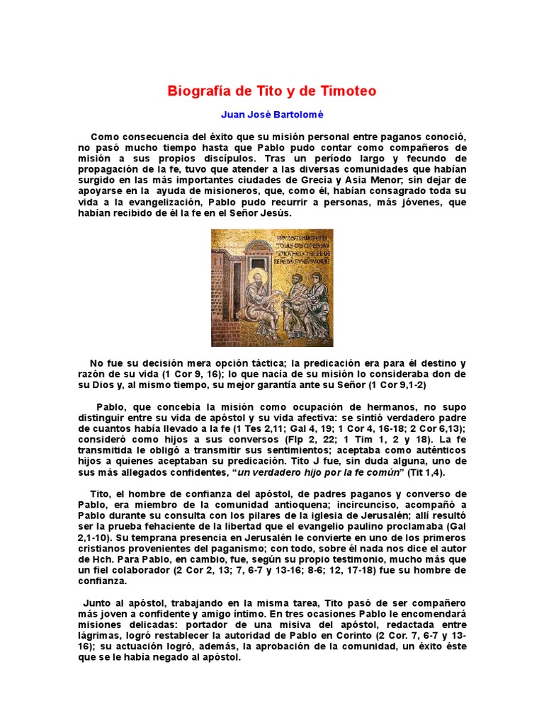 02 Biografia de Tito y Timoteo | PDF | Bernabé | Pablo el apóstol