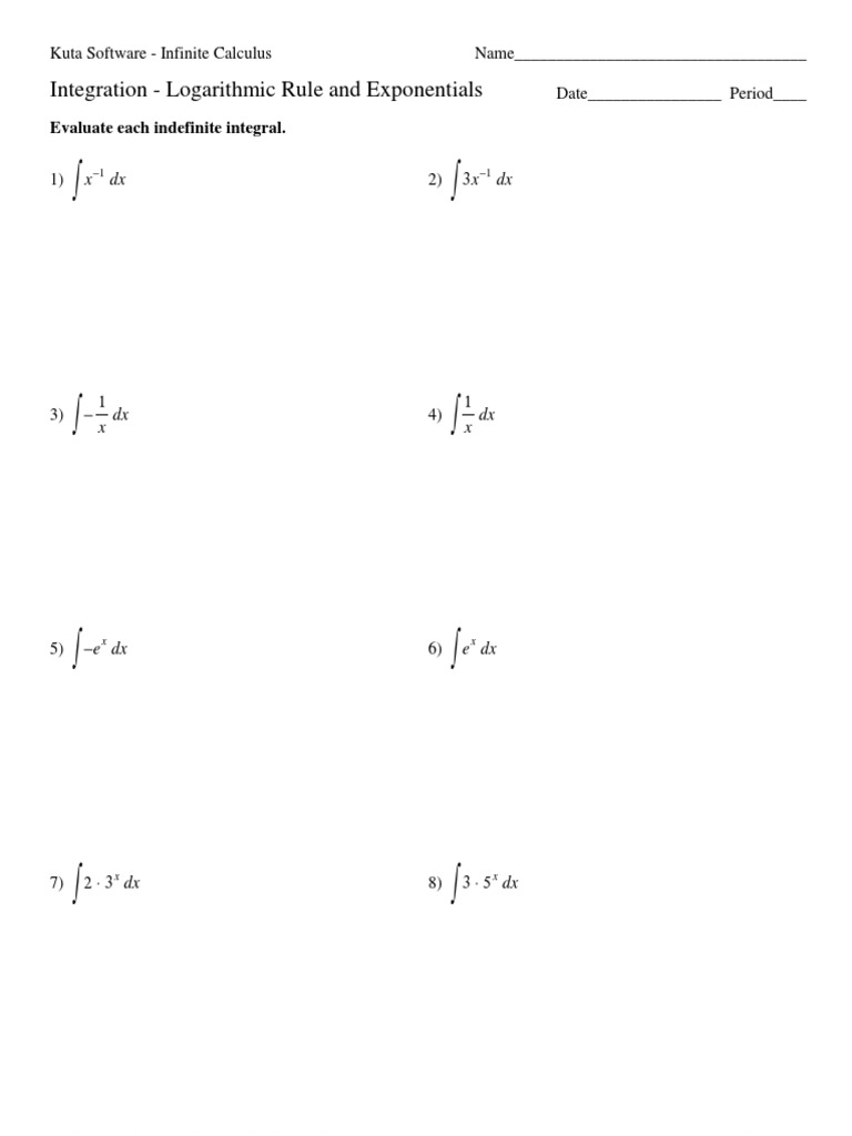 05 - Integration Log Rule and Exponentials PDF | PDF | Complex Analysis ...