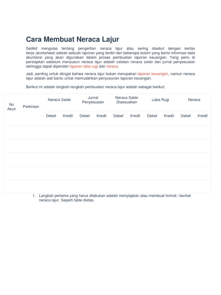 Cara Membuat Neraca Lajur | PDF