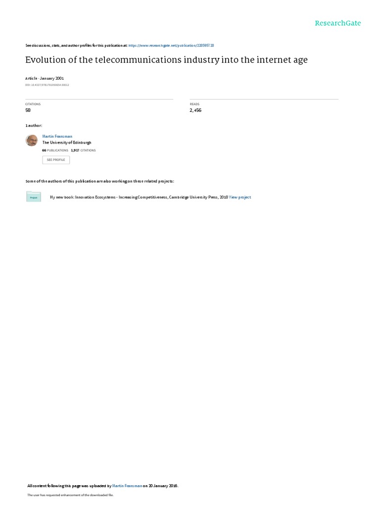 Evolution of The Telecommunications Industry Into PDF | PDF ...