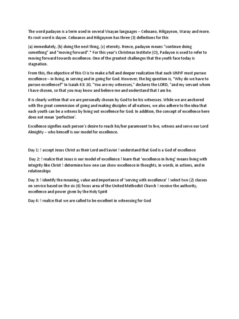 The Word Padayon Is A Term Used in Several Visayan Languages | PDF