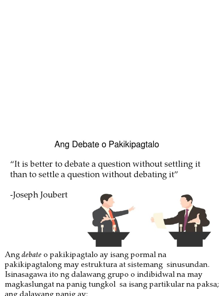Ang Debate o Pakikipagtalo - Unang Aralin | PDF