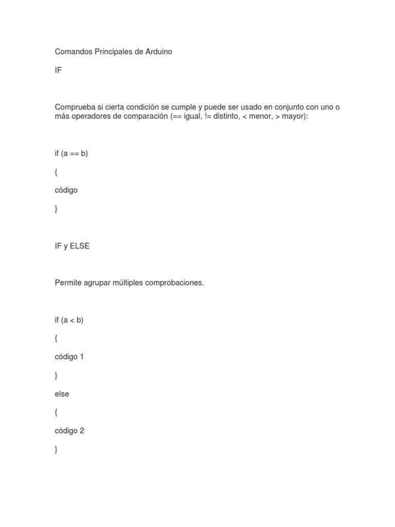 Comandos Principales de Arduino | PDF | Áreas de informática ...