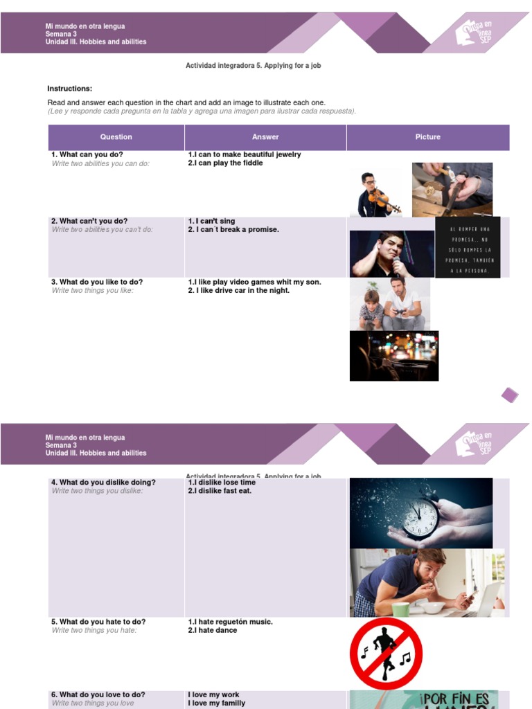 Read and Answer Each Question in The Chart and Add An Image To ...