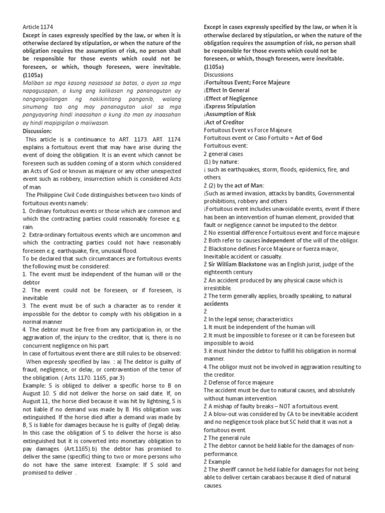 Article 1174 | PDF | Civil Law (Legal System) | Common Law