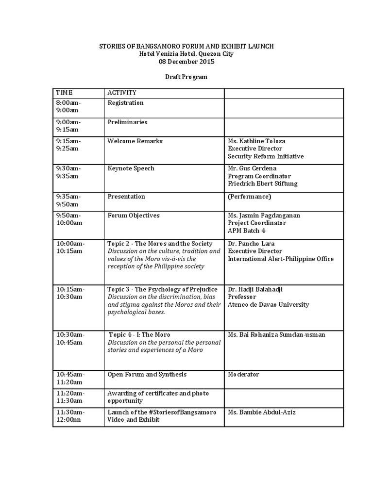 Draft Program PDF | PDF