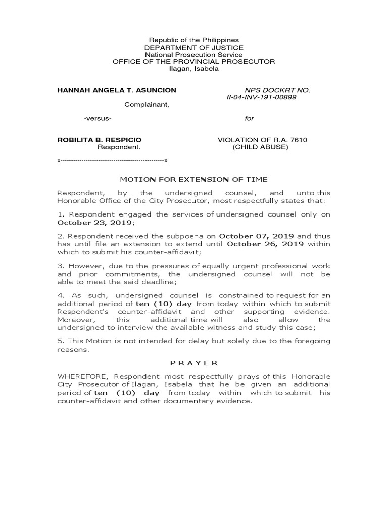 Motion For Extension of Time | PDF | Criminal Law | Social Institutions