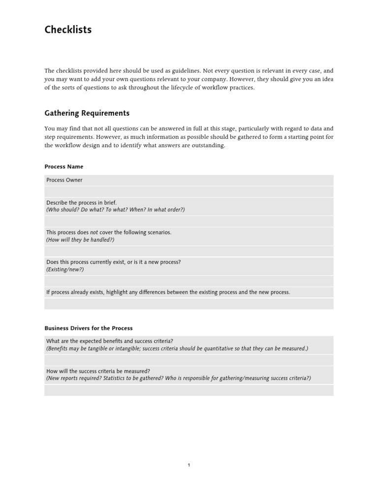 Checklists: Gathering Requirements | Download Free PDF | Business ...