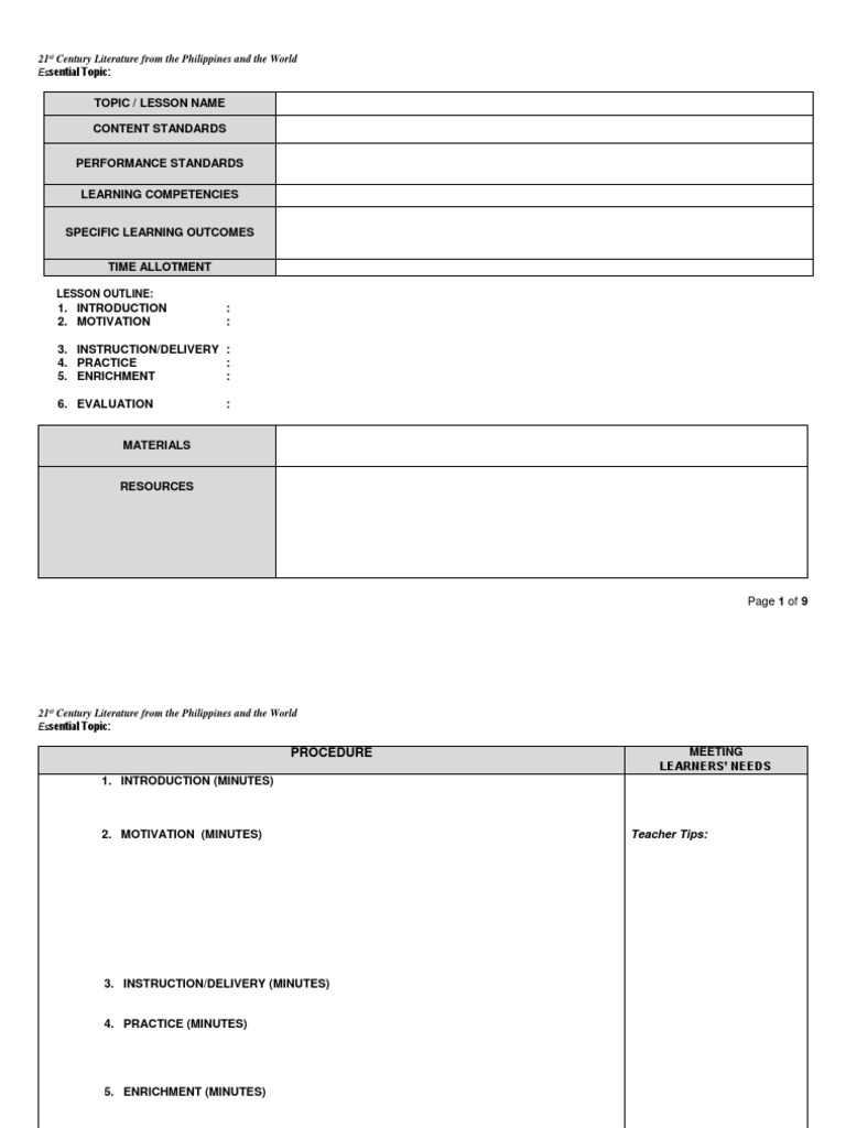 Teaching Guide Template | PDF