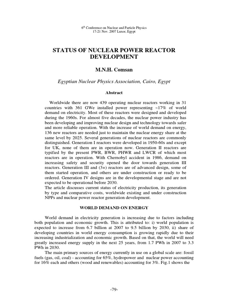 Nuclear Reactors Generations | PDF | Nuclear Fuel | Pressurized Water ...