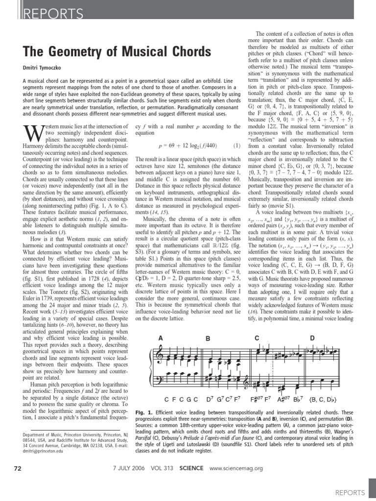The Geometry of Musical Chords | PDF | Photon | Harmony