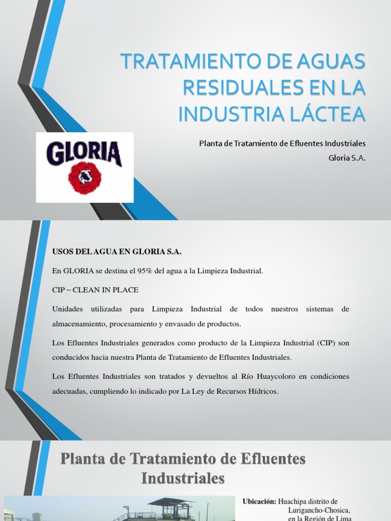 Tratamiento de Aguas Residuales en La Industria Láctea Gloria | PDF | Agua | Materiales
