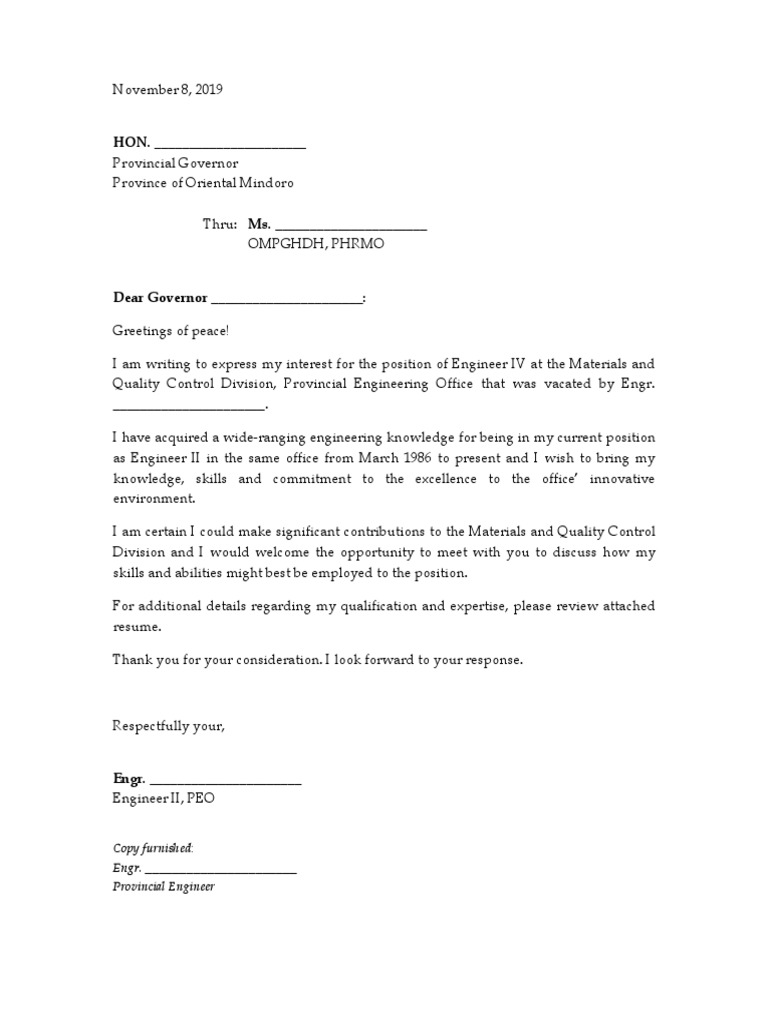 Application Letter Civil Engineer | PDF