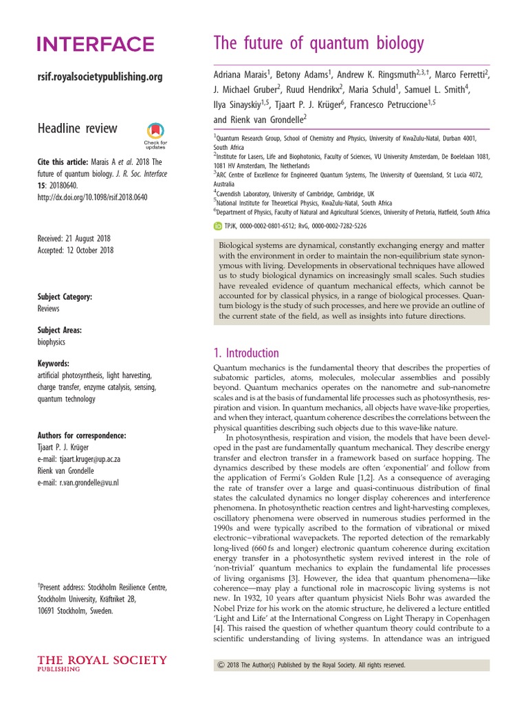 The Future of Quantum Biology | PDF | Quantum Mechanics | Photoelectric ...