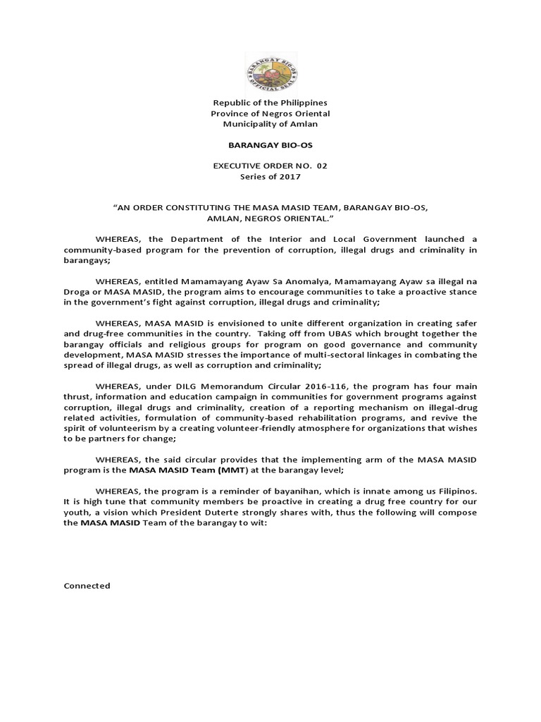 Executive Order # 02 | PDF | Government Information | Social Institutions