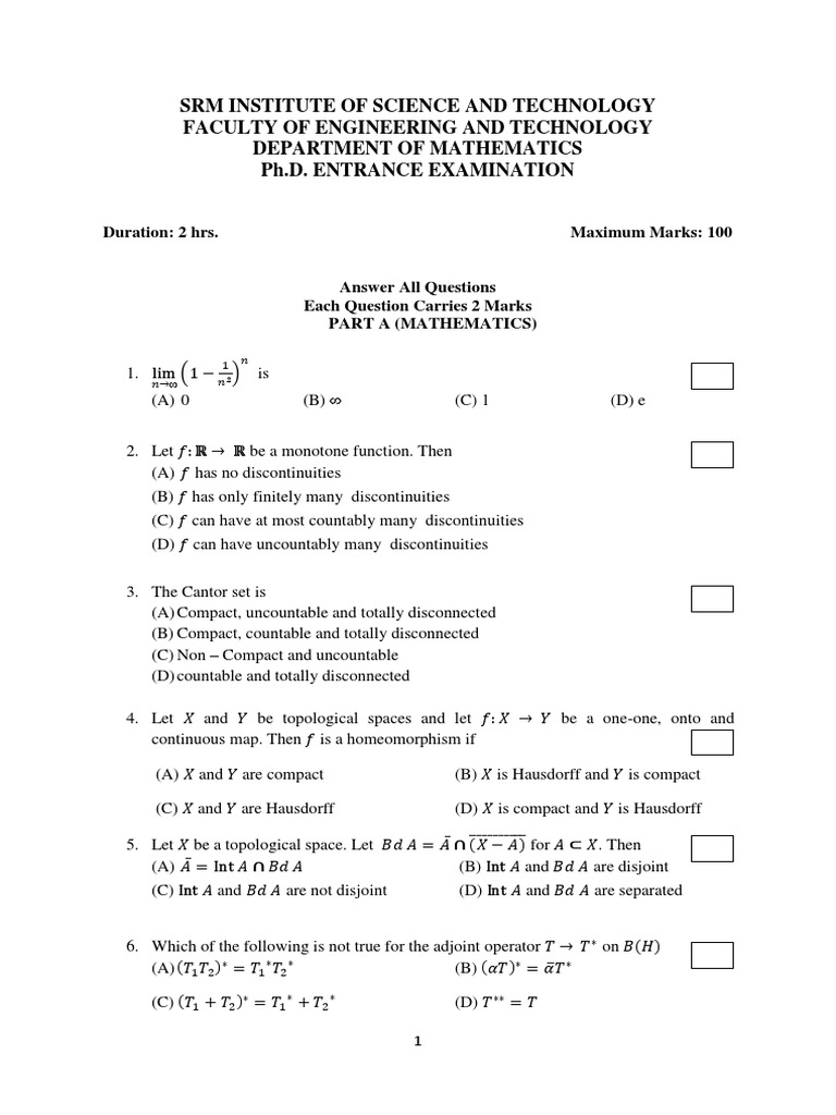 PHD Question and Answer | PDF | Differential Equations | Mathematical ...