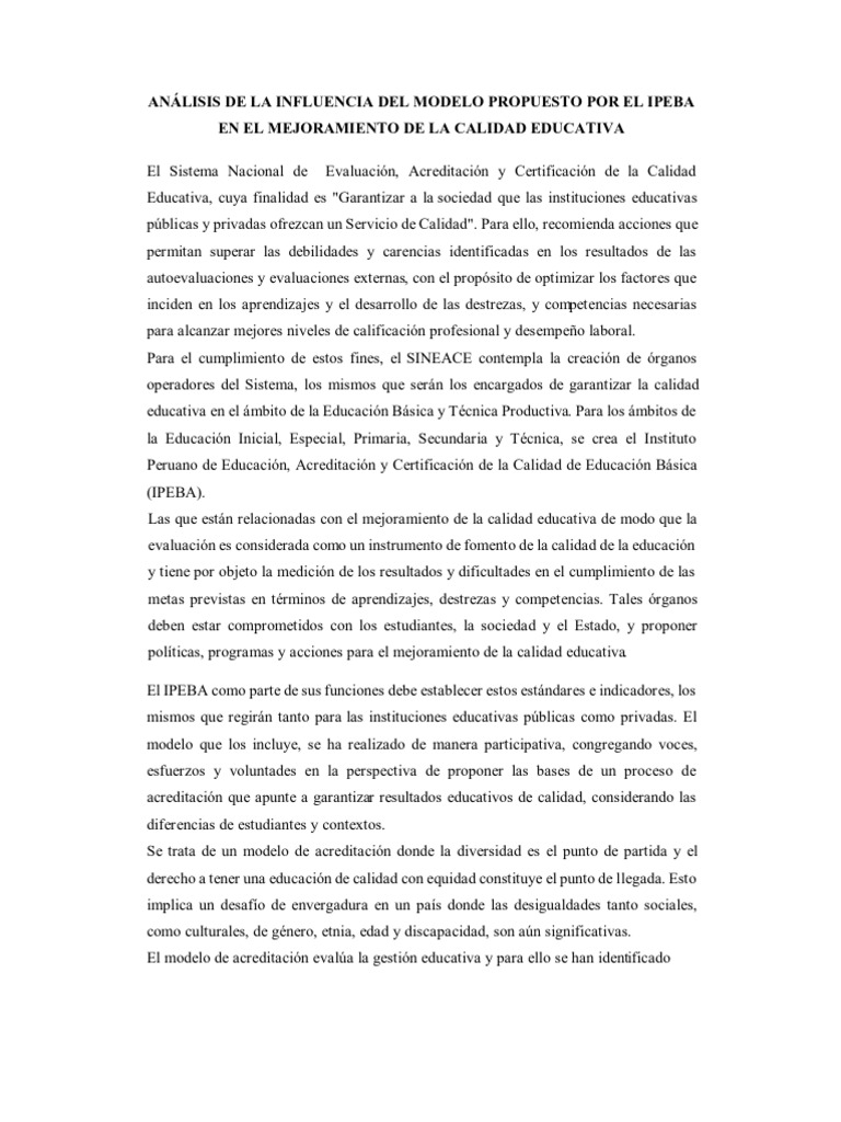 Trabajo - IPEBA | PDF | Evaluación | Maestros