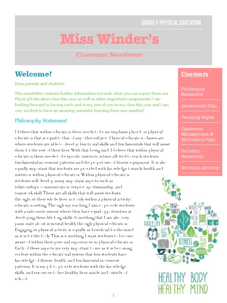 Newsletter | PDF | Physical Education | Inclusion (Education)