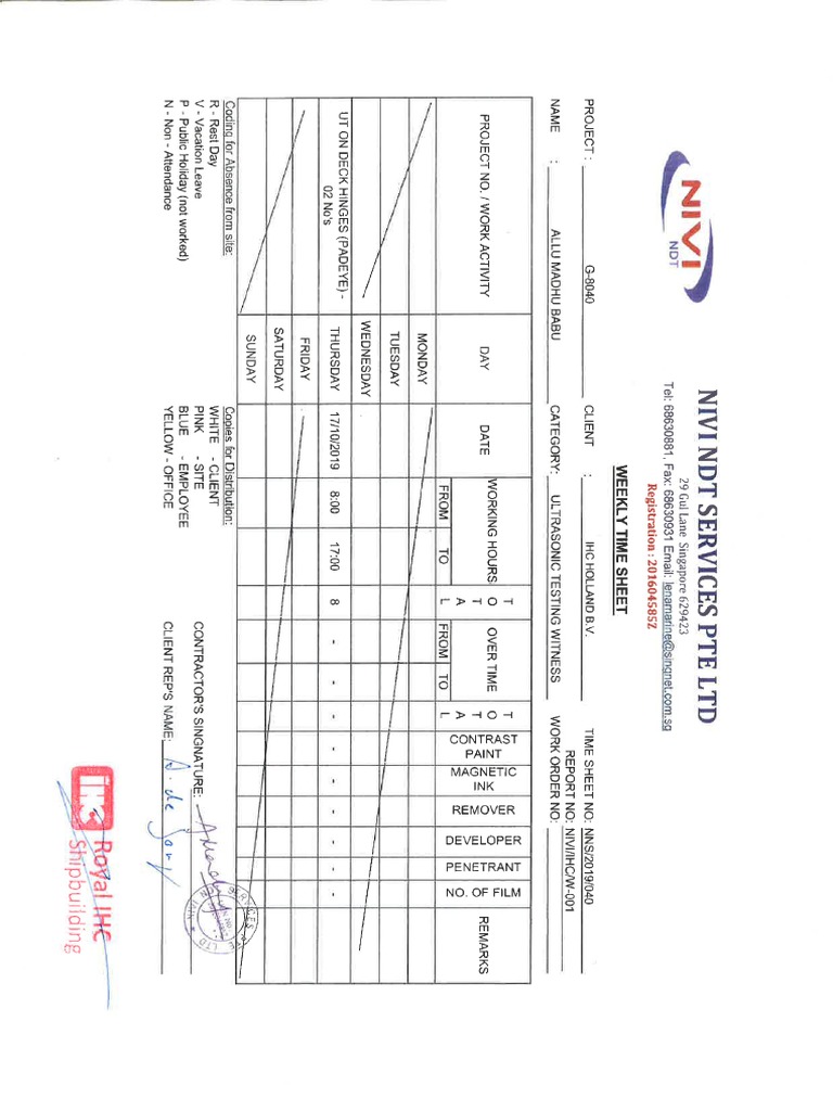 Time Sheet Sample | PDF