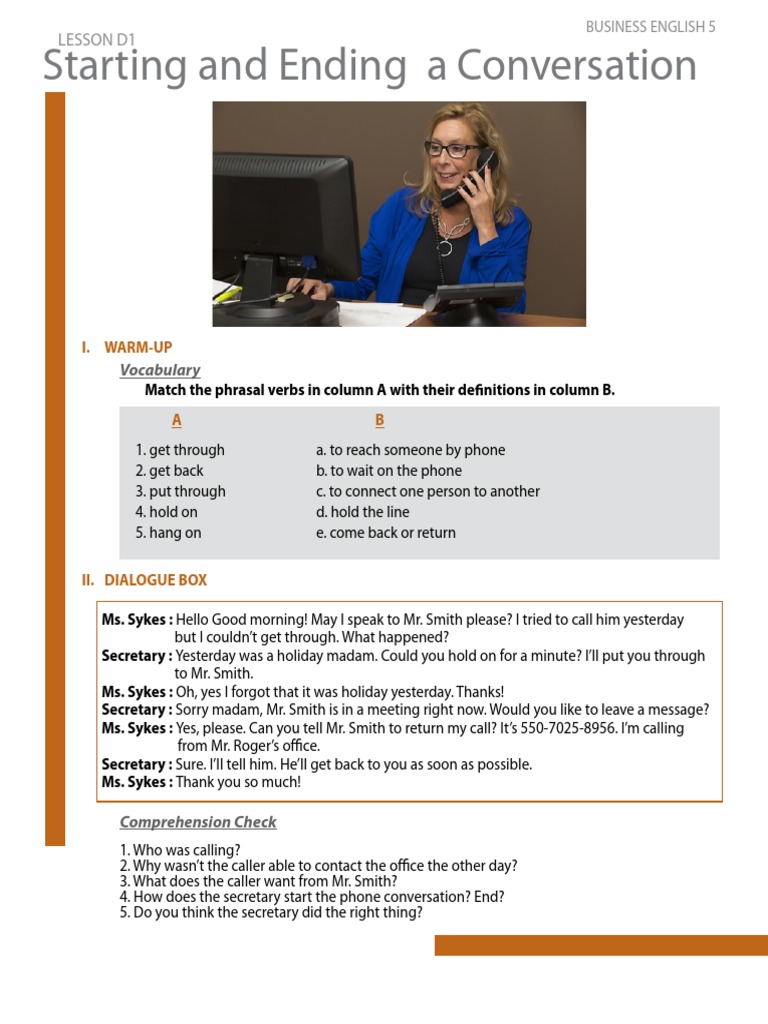 Starting and Ending A Conversation: Lesson D1 | PDF | Adverb | English ...