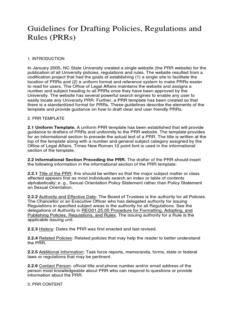 Guidelines For Drafting Policies | PDF | University And College ...