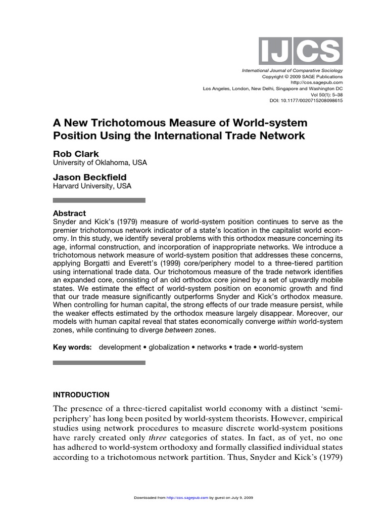 Ij CS: A New Trichotomous Measure of World-System Position Using The ...