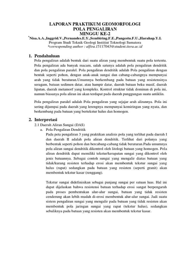 Laporan Praktikum Geomorfologi Pola Pengaliran Minggu Ke-2 | PDF