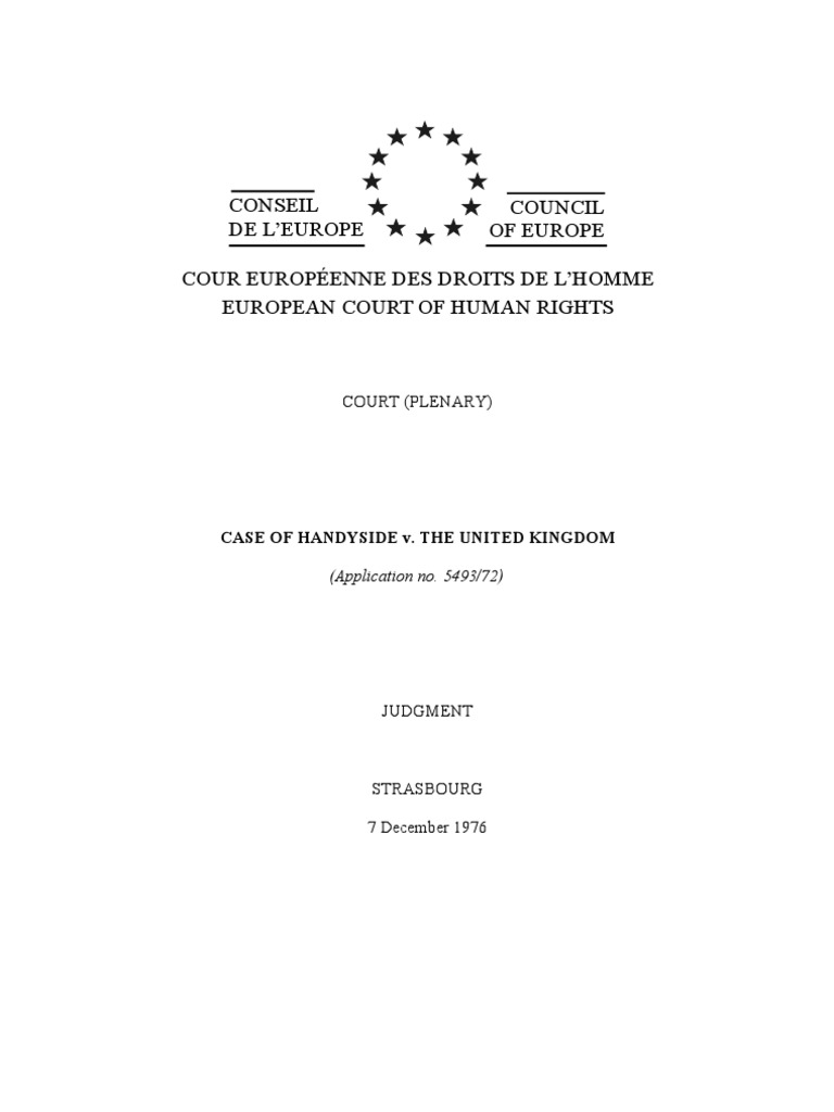 Case of Handyside v. The United Kingdom | PDF | Obscenity | European ...