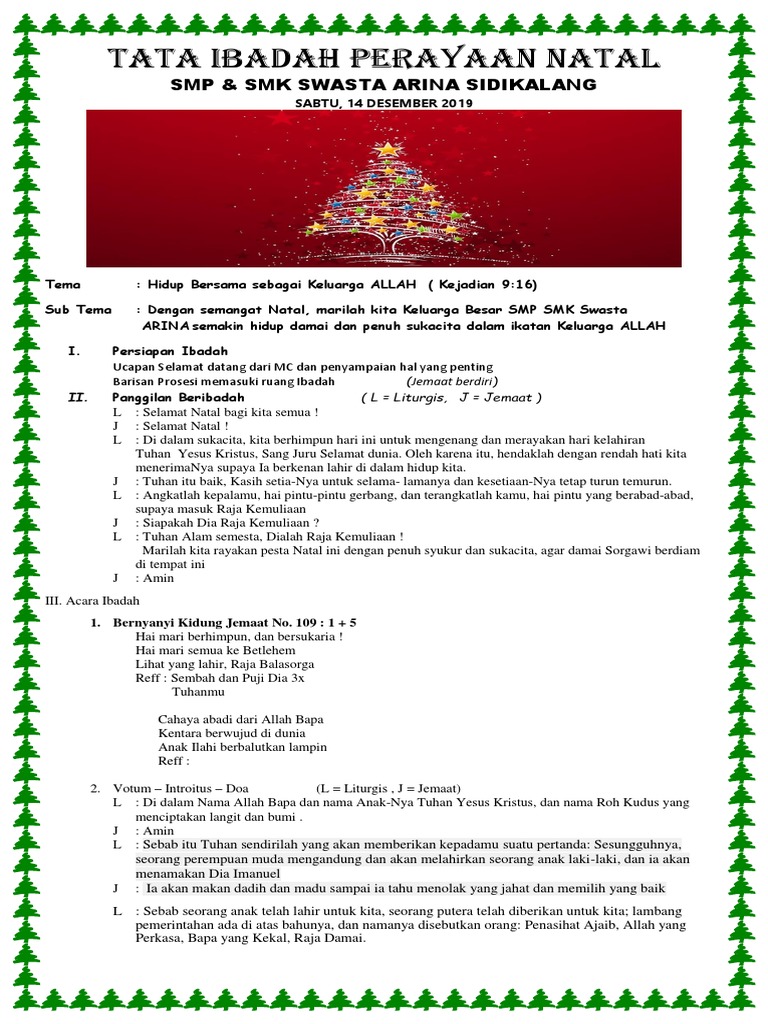 Tata Ibadah Perayaan Natal | PDF