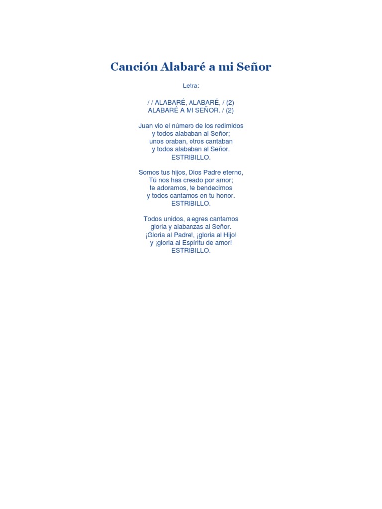 Canción Alabaré A Mi Señor | PDF