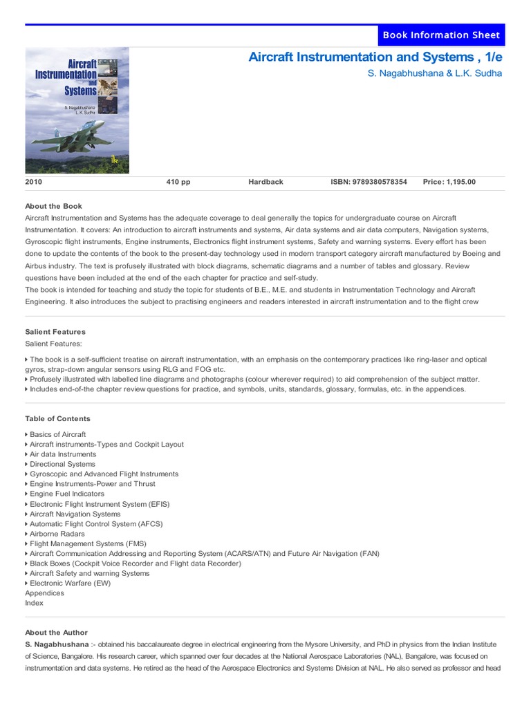 Aircraft Instrumentation and Systems, 1/e: Book Information Sheet Book ...