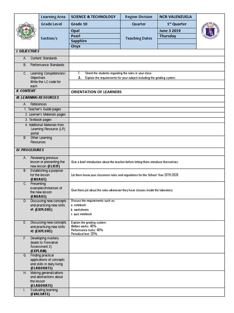 Learning Area Region-Division Grade Level Quarter | PDF | Learning | Behavior Modification