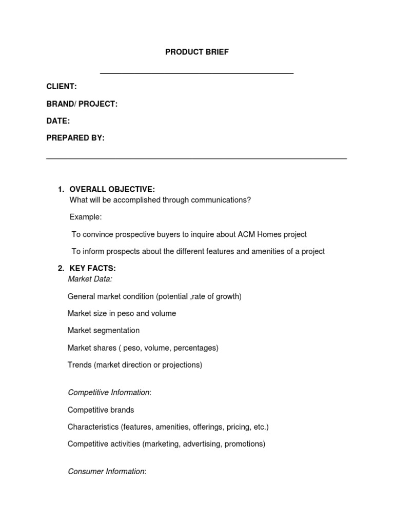Comprehensive Product Brief Template | PDF | Business