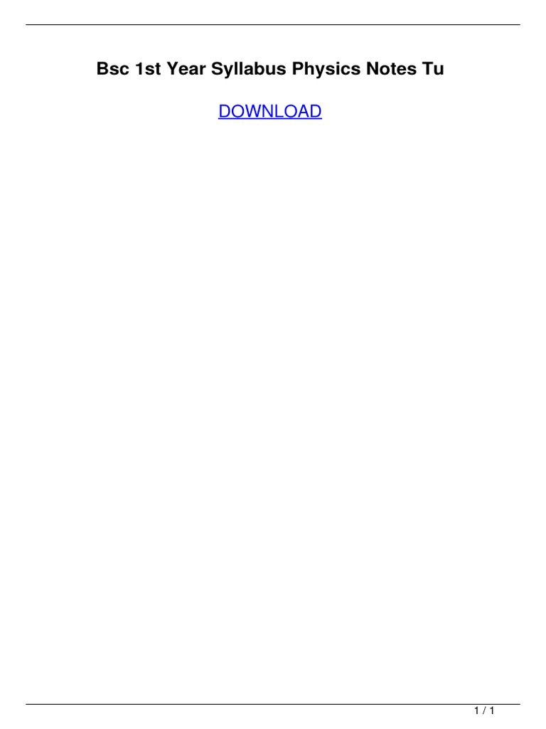 BSc 1st Year Physics Notes PDF Download | PDF